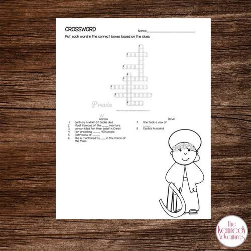 Catholic Saint Word Puzzles - No Prep Activity - St Cecilia | TPT