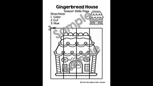 Gingerbread House Scissor Skill Cutting Practice - 2 Variations | TPT