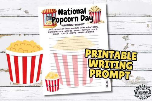 National Popcorn Day Writing Prompt (1/19) | January Writing Activity