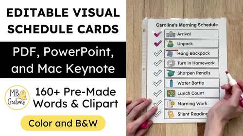 Morning Routine Visual Schedule for School and Home Editable Classroom ...