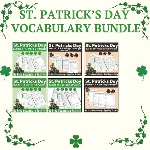 St Patrick's Day Vocabulary MEGA Bundle 6 Fun Activities Early ...