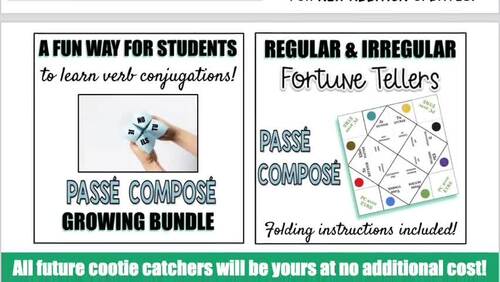 French Passé Composé Verbs Fortune Teller BUNDLE - Cootie Catchers