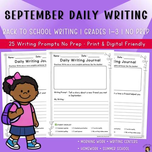 September Writing Prompts | Daily Writing Journal | Back to School ...
