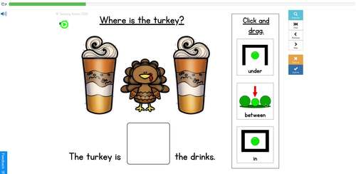 Turkey Prepositions Speech Therapy Thanksgiving Boom Cards by Teaching ...