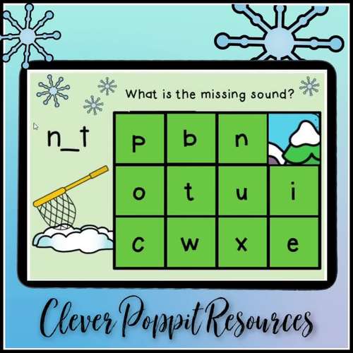 BOOM CARDS CVC Missing Sounds - Secret Winter Picture | TPT