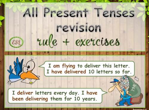 ESL Present Tenses Revision - PowerPoint rule + exercises by Grammar is fun