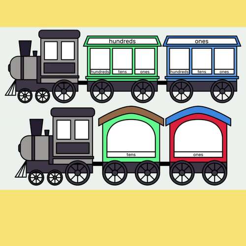 Math Place Value Train Set (DIY Train Template) - Clipart by Lesson Launch