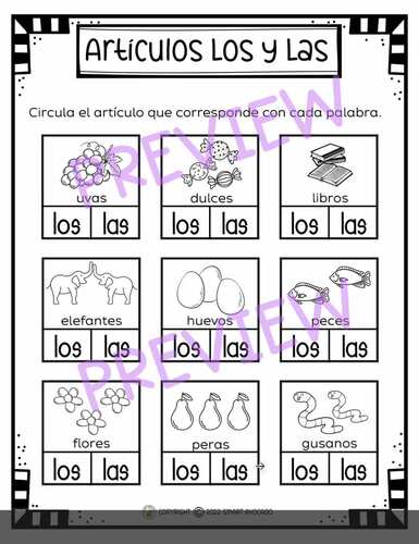 Los Artículos Spanish Articles El, La, Los, Las, Un, Una, Unos, & Unas ...