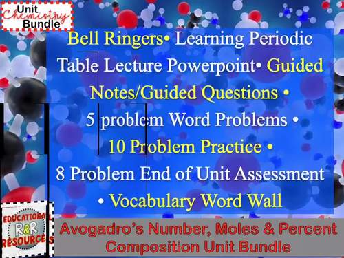 Low Prep Avogadro’s Number Moles and Percent Composition Unit Growing ...