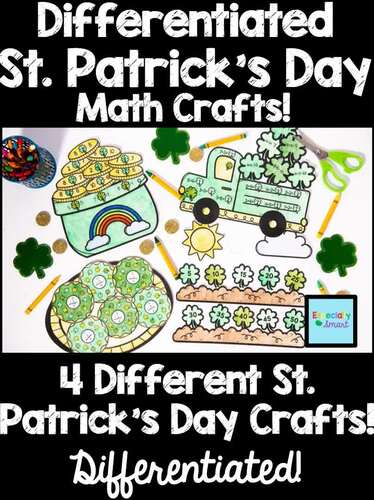 St. Patrick's Day Math Craft Four Differentiated No prep math Craftivities