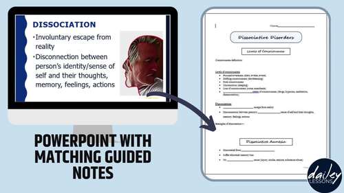 Psychological Disorders: Dissociative Disorders PPT with Guided Notes