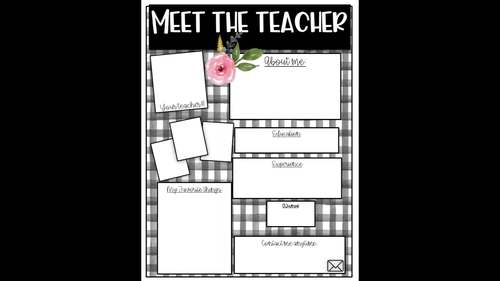 Meet the Teacher- Farmhouse- Watercolor Buffalo Check Theme | TPT