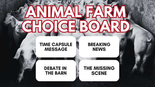 Animal Farm Final Project Choice Board | No Prep, Google Slides, Grade 8-12