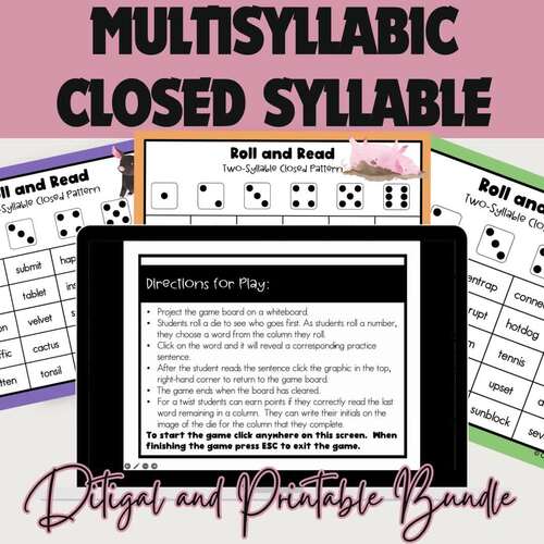 Roll & Read Multisyllabic 4+ Syllable Closed Words & Sentences Digital ...