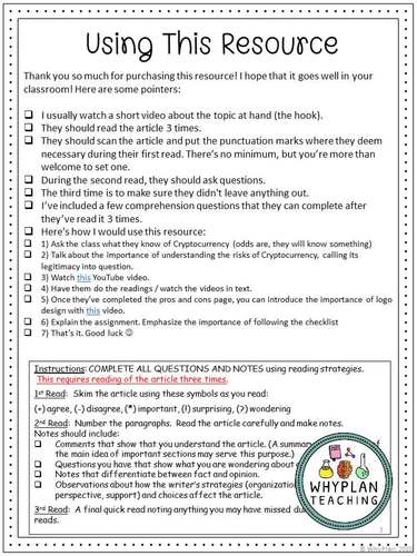 Reading Comprehension, Blockchain and Cryptocurrency + Art Assignment