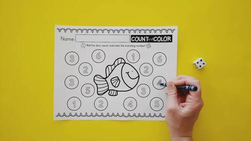 Summer Roll, Count, and Color 1-6 + Number Recognition + Number Writing