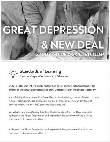 Great Depression & New Deal: Study Guide and Skill Builder (VUS.13)