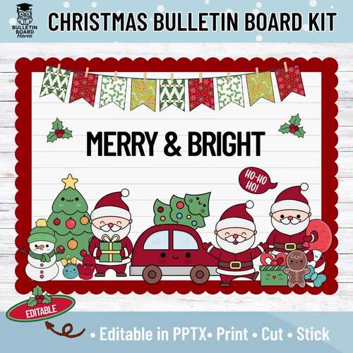 Christmas Bulletin Board Kit: Merry & Bright | Editable Holiday ...