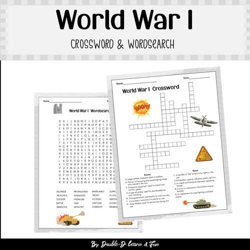 World War I Crossword & Wordsearch 7-12 Social Studies Activity MorningWork