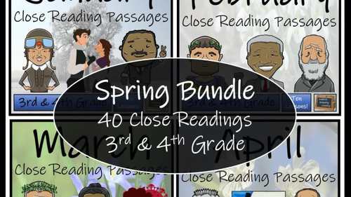 Spring Close Reading Comprehension Book Bundle | 3rd Grade & 4th Grade