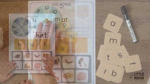 CVC Worksheet, -AT Word Families, Phonics Game, Word Building, 1st ...