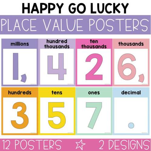 Place Value Posters / Place Value Wall Display / Happy Go Lucky | TPT