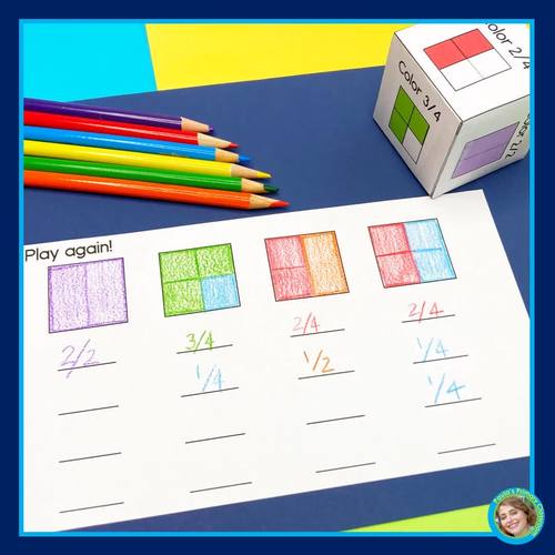 Fractions Game | Quarters and Halves | Half of a Whole | Roll and Add ...