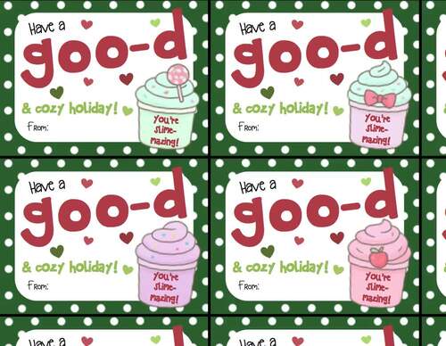 Slime Winter Holiday Gift Tag- Have a goo-d & cozy holiday! | TPT