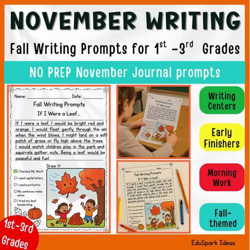 November Fall Writing Prompt Journal | Autumn Writing Activities ...