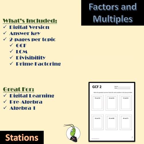 Factors and Multiples Stations PreAlgebra Google by Grasshopper Mathematics