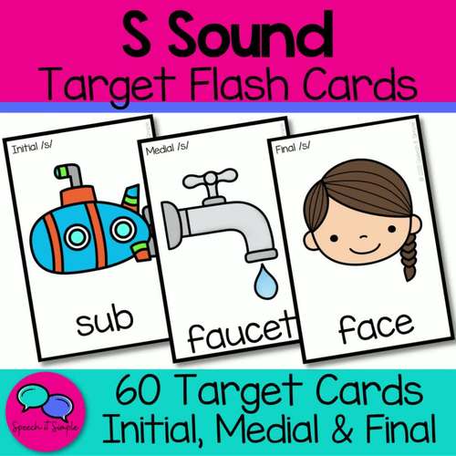 S Sound Articulation Target Cards - Artic - Apraxia - Phonology ...