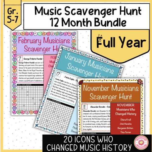 Spring Music Scavenger Hunt Bundle for Middle School with Code Breaker ...