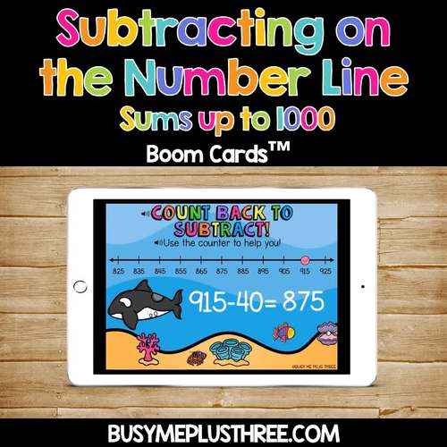 Subtracting Numbers on the Number Line to 1,000 BOOM CARDS™ Digital ...