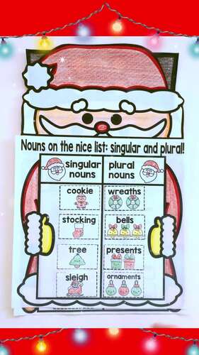 6 Christmas Grammar Crafts NOUNS VERBS ADJECTIVES Sorts Elf Santa ...
