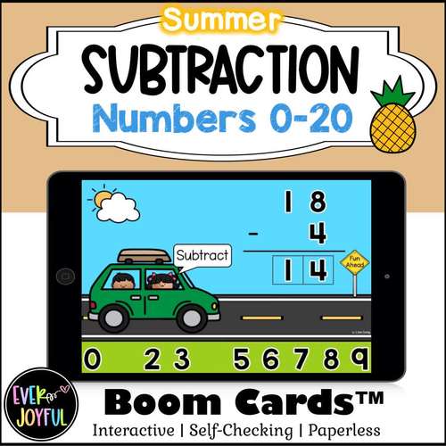 1st Grade Summer Math Boom Cards™ | Subtraction Boom Cards™: 0-20
