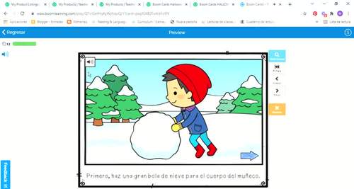 Boom Cards Invierno: How to build a snowman in Spanish | Muñeco de nieve