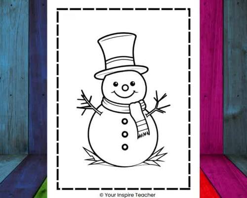 Winter Coloring Pages - Mindful Snowman Activities -January Coloring Sheets