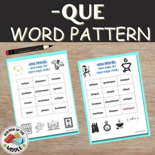 PHONICS FOR OLDER STUDENTS: QUE WORD PATTERN WORKSHEETS | TPT