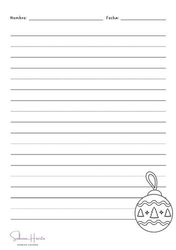 Christmas Themed Writing Paper in Spanish | Papel de escritura con temática