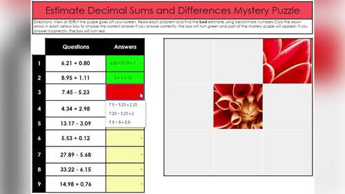 Estimate Decimal Sums and Differences Printable and Digital Activities ...
