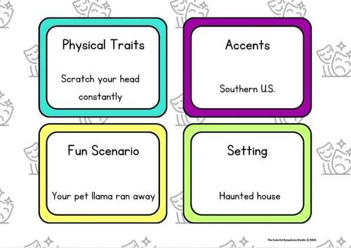 80 Quick Cue Cards | Improv Prompt Cards for Drama & Theatre Warm-Ups