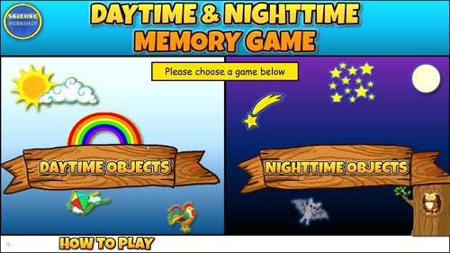 Day and Night Objects: Interactive Powerpoint Memory Match Card Game