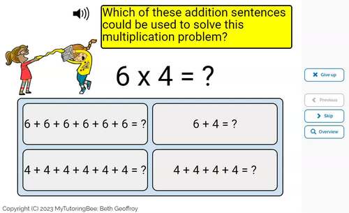 Multiplication Practice as Repeated Addition Boom Cards by My Tutoring Bee