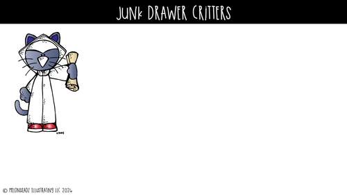 Junk Drawer clip art, Critters, animals, paw prints COLORED Version