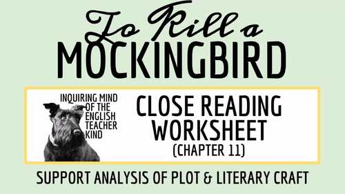 To Kill a Mockingbird Chapter 11 Literary Analysis Activity ...