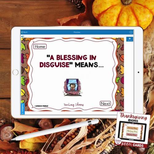 Thanksgiving Idioms (copyright 2021) Boom Cards by Speech Friend