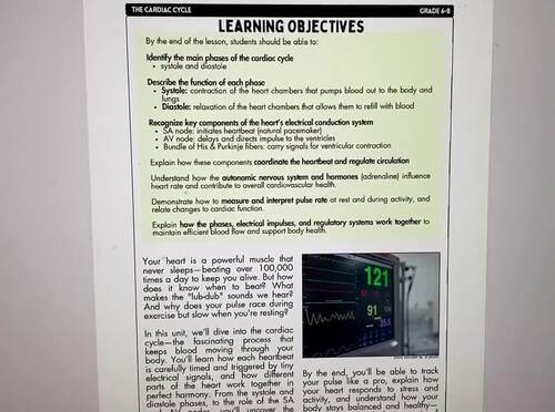 grade 6-8 Life Science Cardiac Cycle, heartbeat, conduction & pulse ...
