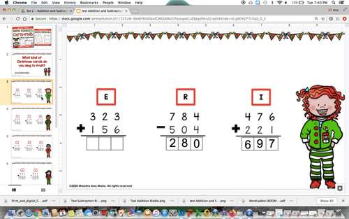Addition and Subtraction Google Classroom - Christmas - Math Riddles ...