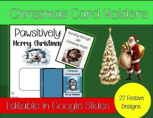 Editable Christmas Card Holders Thank you Gift Cards for Teacher Staff