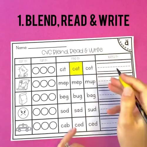 CVC Words SHORT A Worksheet Packet | No Prep by Girlfriends' Guide to ...